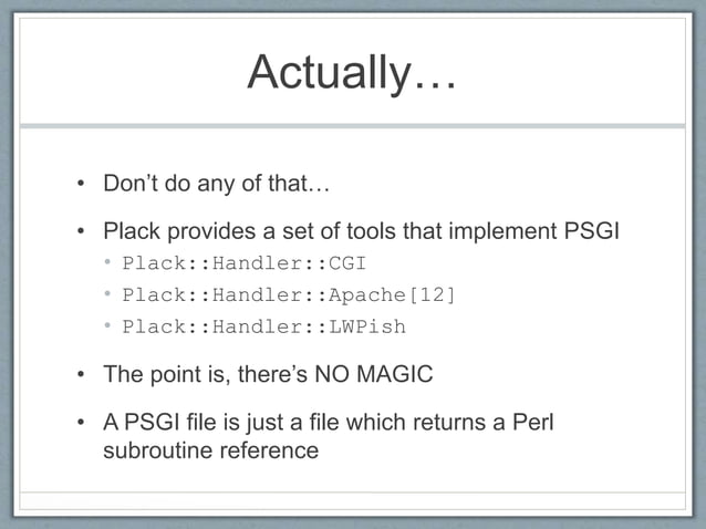 PSGI and Plack from first principles | PPT