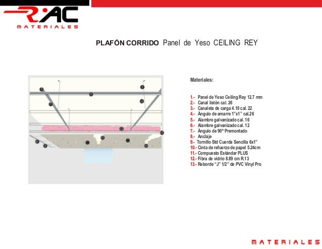 Plafón corrido panel de yeso ceiling rey