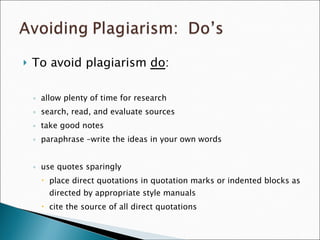 Plagiarism: What it is & How to Avoid it | PPT