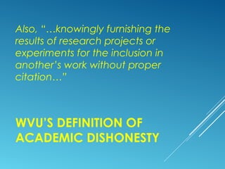 Plagiarism and Academic Dishonesty for Upper Level Science Classes | PPT