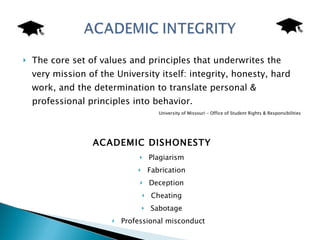 Plagiarism & Academic Dishonesty | PPT