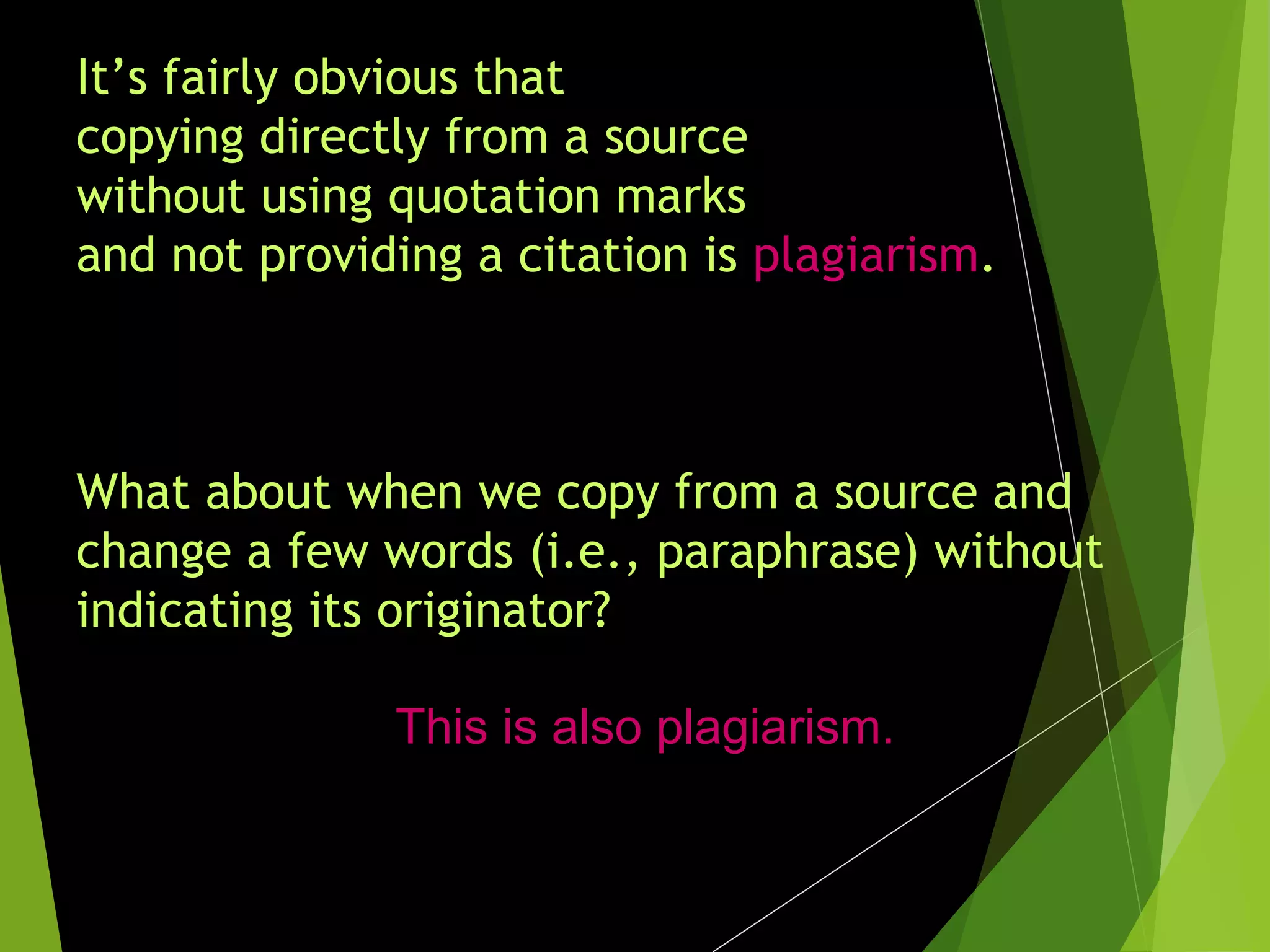 Plagiarism and citations module | PPT