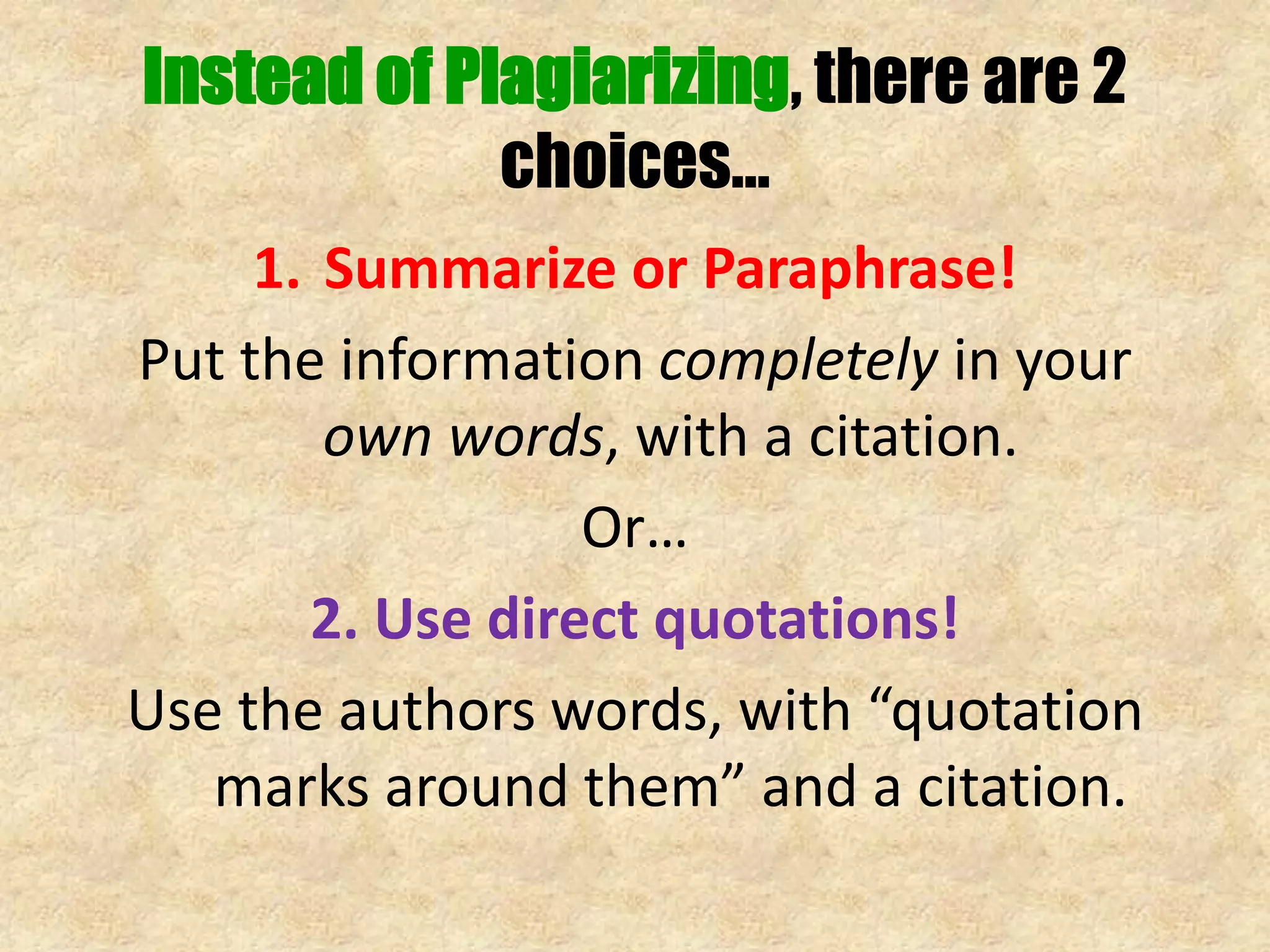 Plagiarism and paraphrasing | PPT