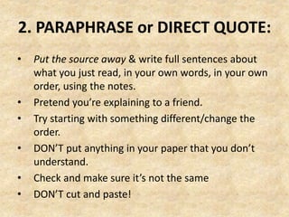Plagiarism and paraphrasing | PPT