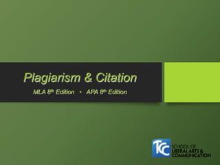 Plagiarism & Citation - MLA 8 & APA 8 | PPT | Resume Writing and Advice ...