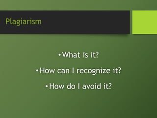 Plagiarism & Citation - MLA 8 & APA 8 | PPT