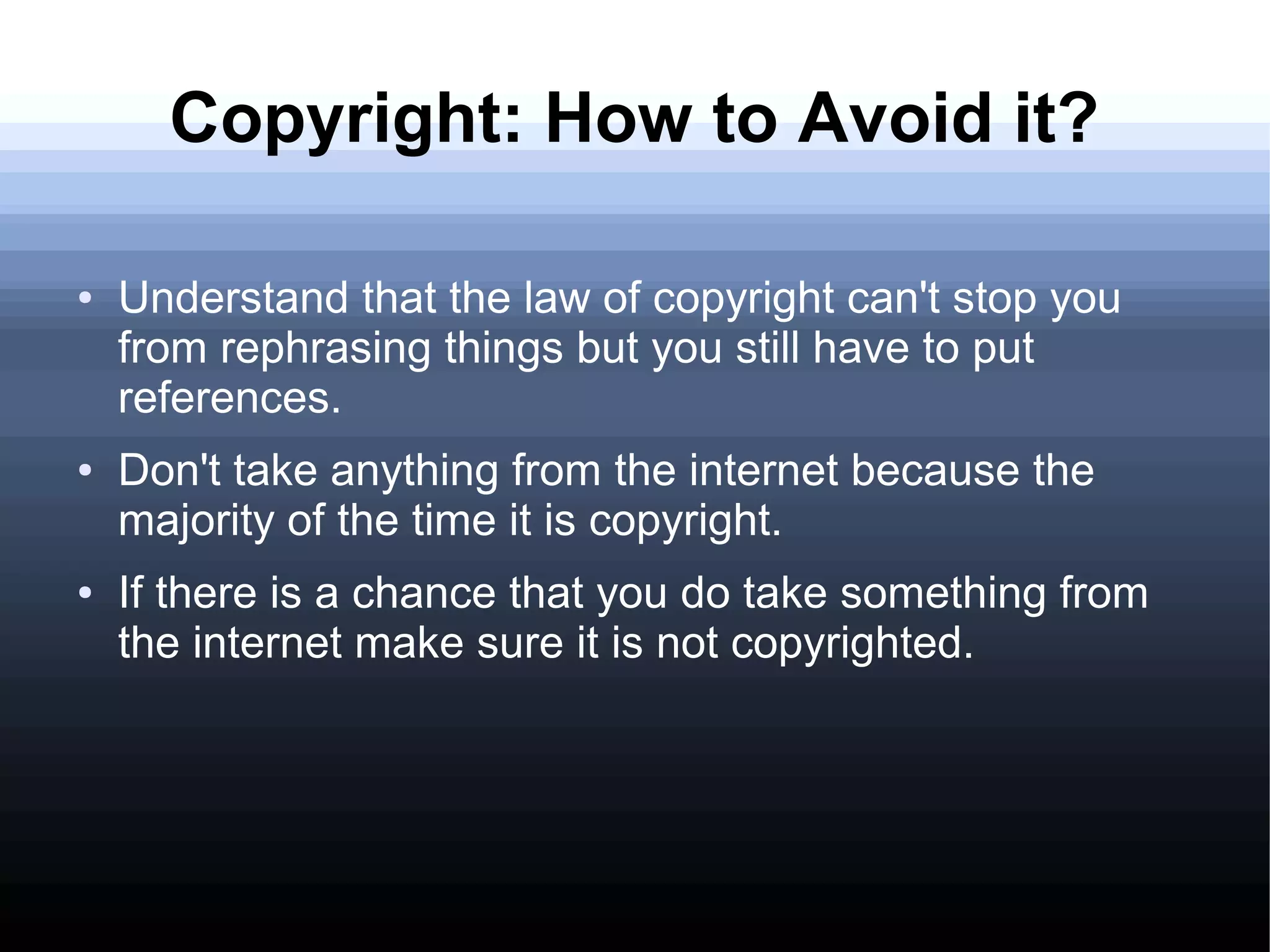 Plagiarism, Copyright, and Netiquette | ODP | Internet for Beginners ...