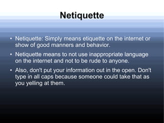 Plagiarism, Copyright, and Netiquette | ODP | Internet for Beginners ...