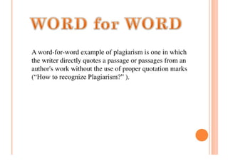 Plagiarism Definition & Types | PDF