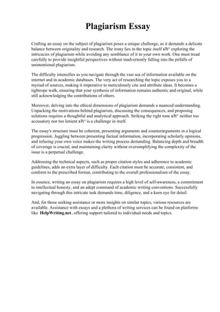 Plagiarism Essay. Lenoir-Rhyne University | PDF