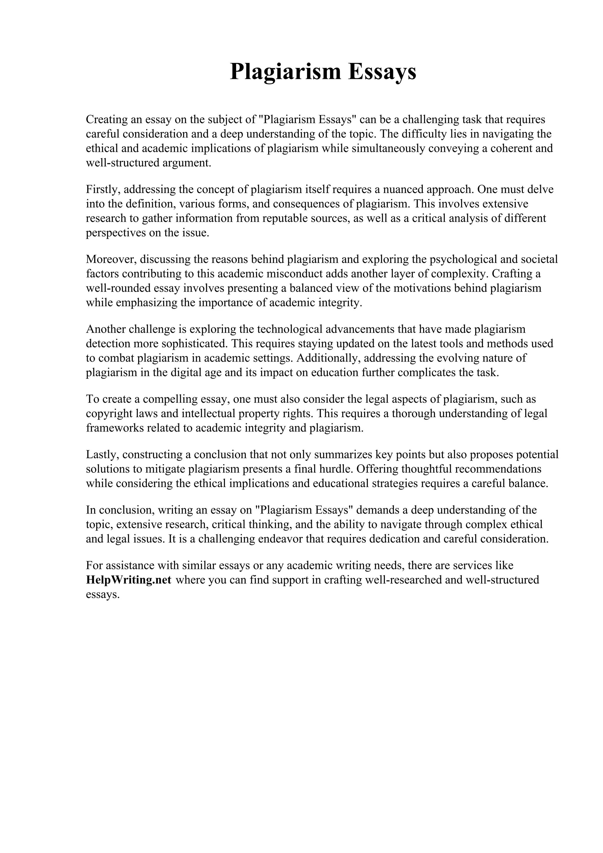 Plagiarism Essays | PDF