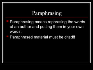 Plagiarism & how to avoid Plagiarism. ppt | PPT