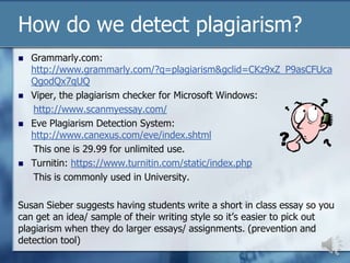 Plagiarism in the classroom pp presentation | PPTX