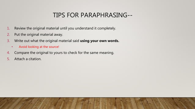 Plagiarism&Paraphrasing | PPTX | Homework and Study | Education