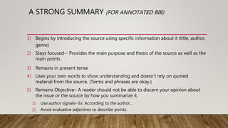 Plagiarism, Academic Conventions, & Annotated Bibs | PPT