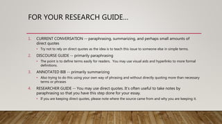 Plagiarism, Academic Conventions, & Annotated Bibs | PPT