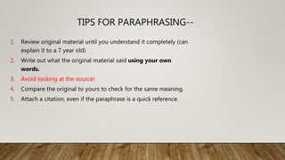 Plagiarism, Academic Conventions, & Annotated Bibs | PPT