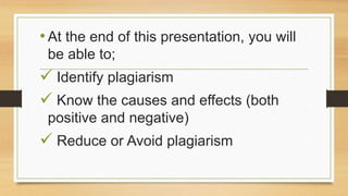 PLAGIARISM Project (4).pptx | Resume Writing and Advice | Job Search