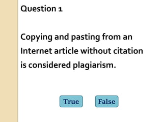 Plagiarism Quiz | PPTX