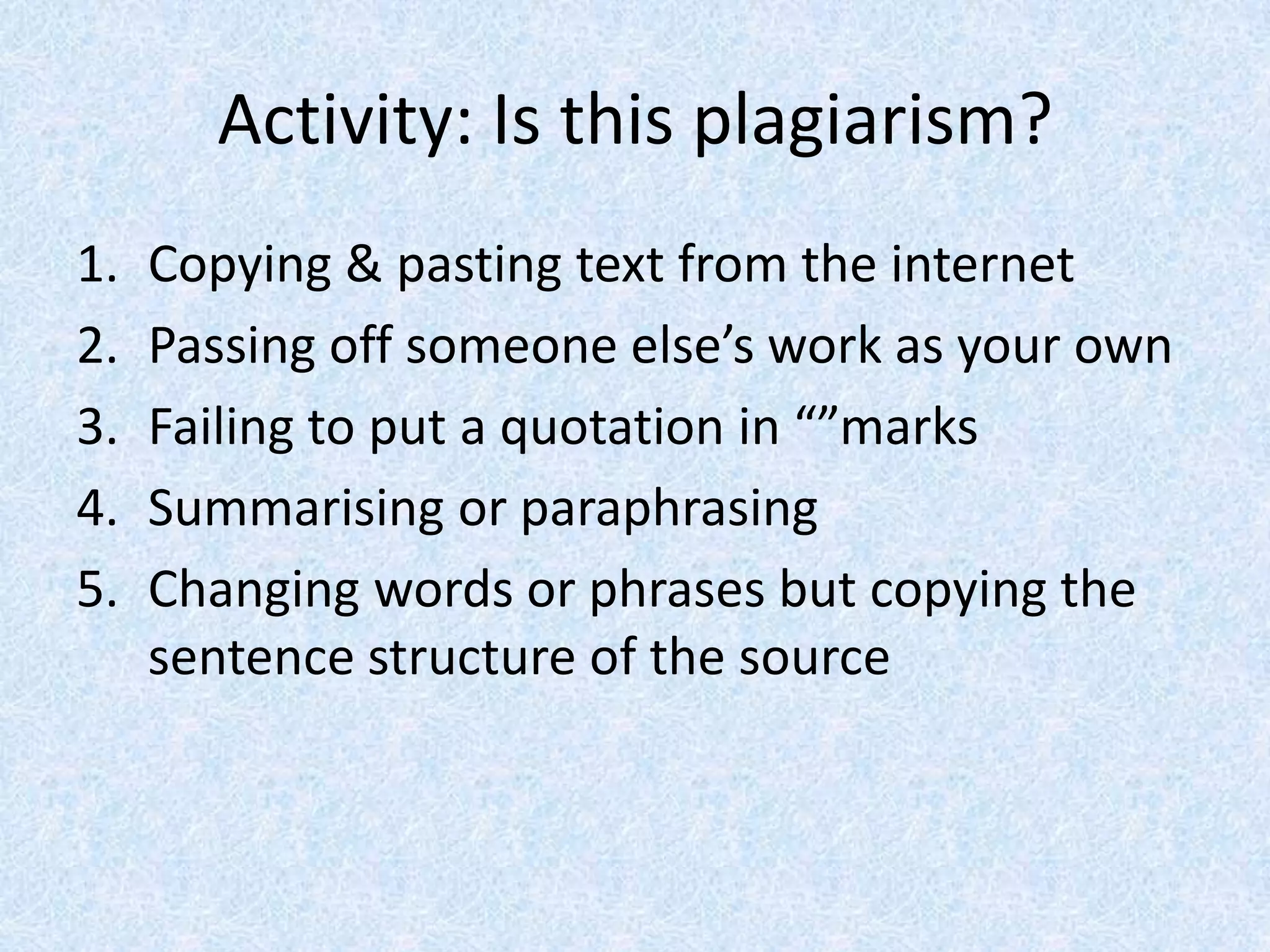 Plagiarism & Referencing | PPTX