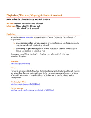 Plagiarism student handout | PDF