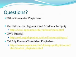 Plagiarism tutorial | PPT