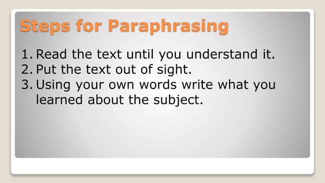 Plagiarism vs. Paraphrasing | PPT