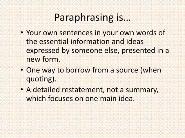 Plagiarism vs. paraphrasing | PPTX