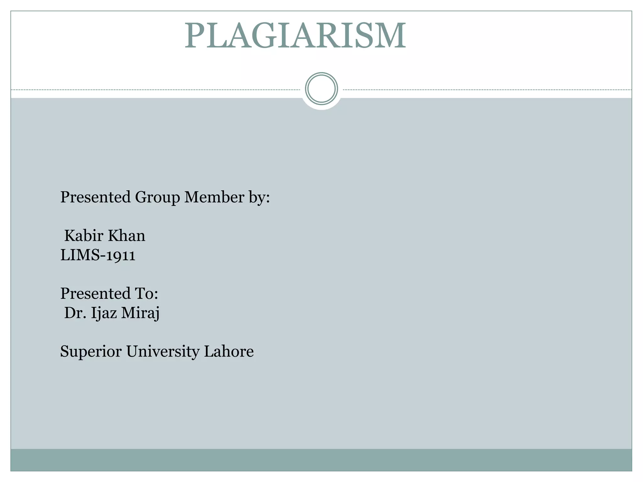 Plagirism ppt | PPTX