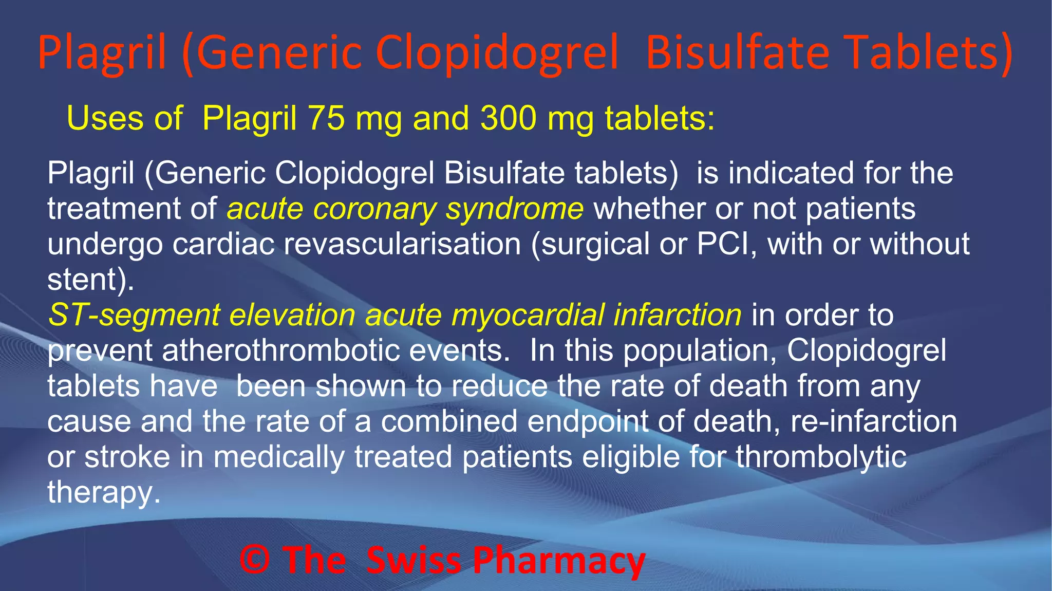 Plagril (Generic Clopidogrel Bisulfate Tablets) | PPT