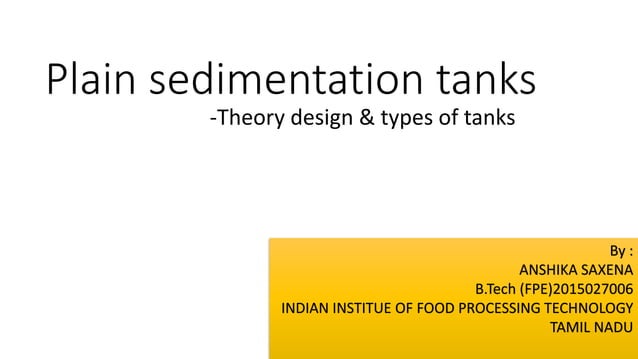 Plain sedimentation tanks ,Types & Design considerations | PDF ...