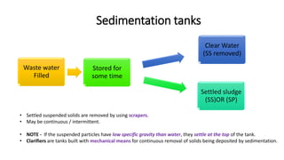 Plain sedimentation tanks ,Types & Design considerations | PDF