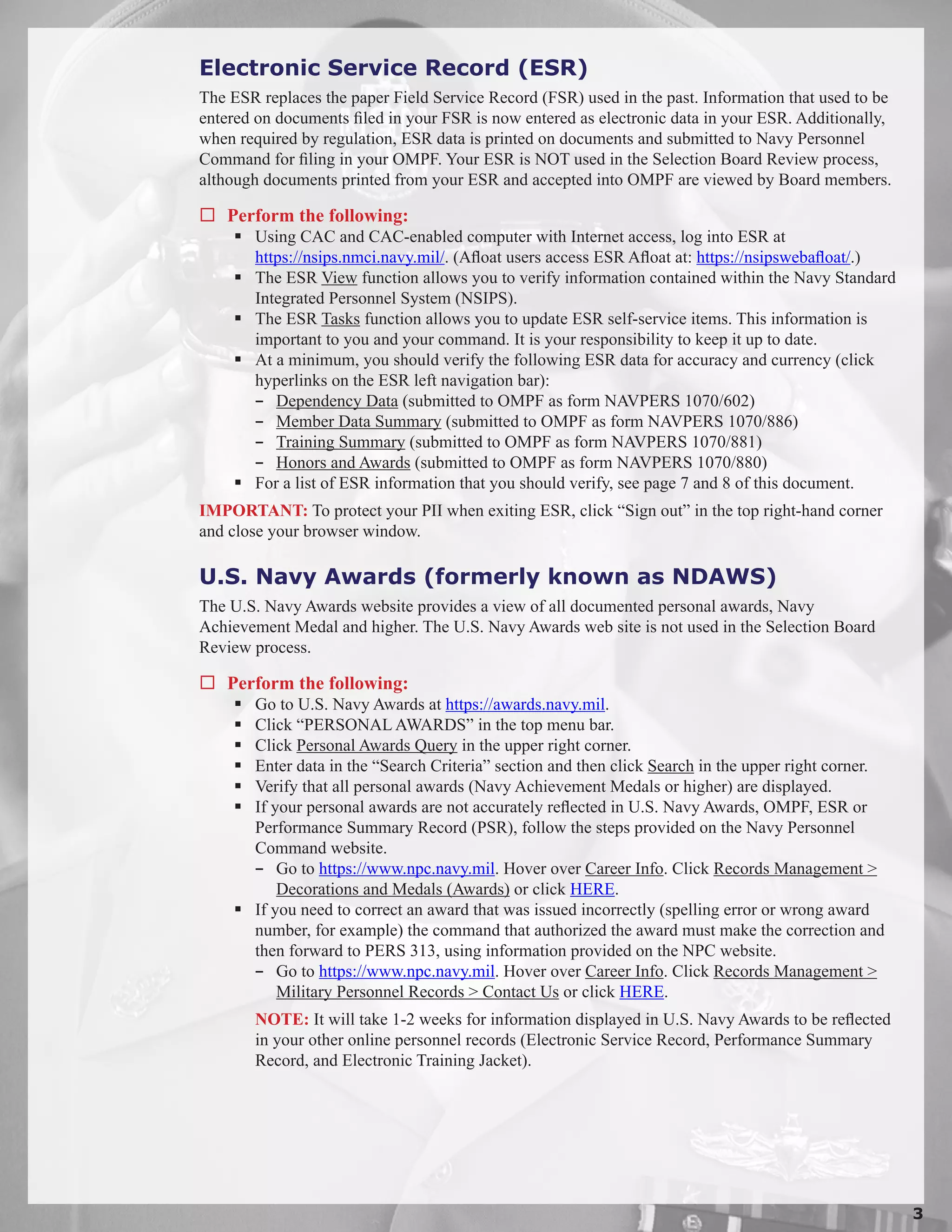 Personnel record review, OMPF & ESR Review | PDF