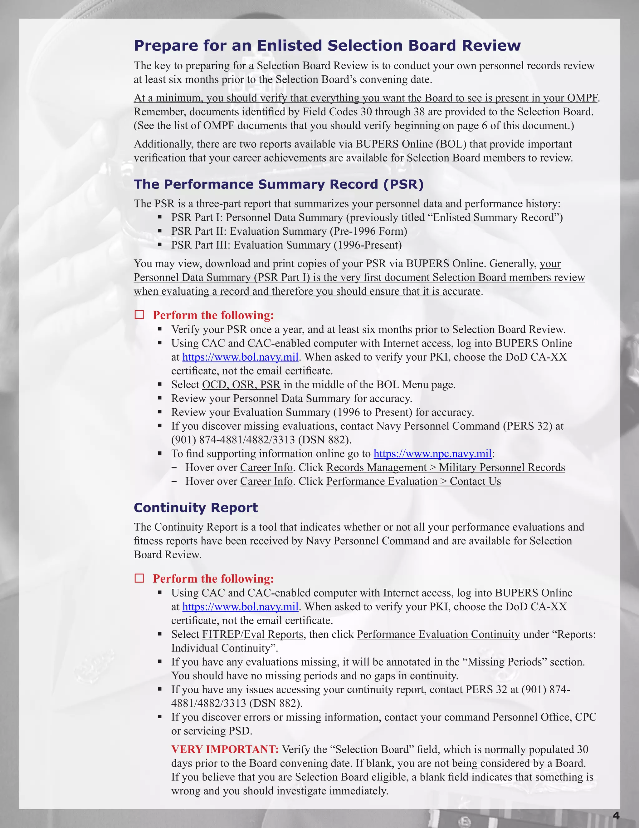 Personnel record review, OMPF & ESR Review | PDF