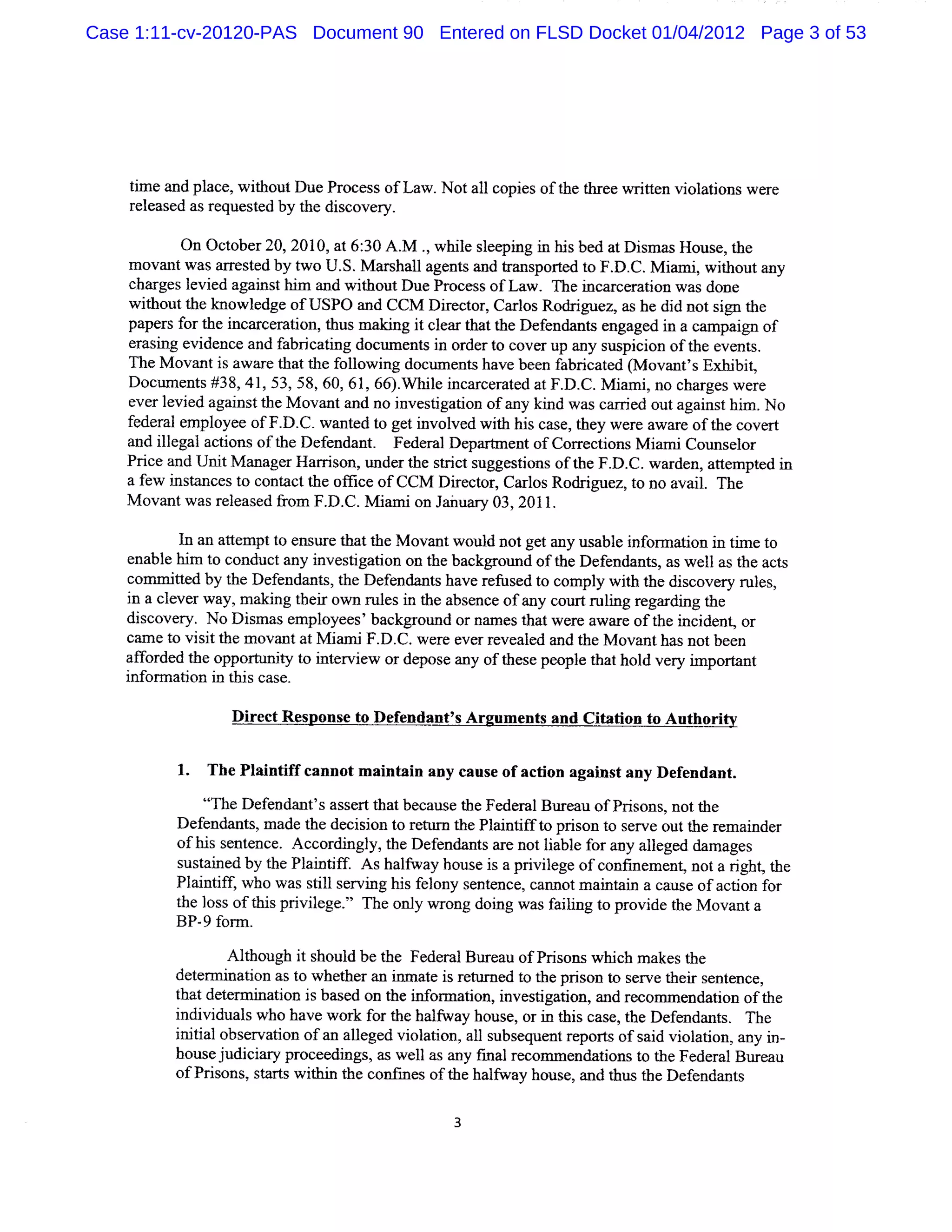 Plaintiff's response to defendant's motion for summary judgment,incoporated memorandum of law in ...