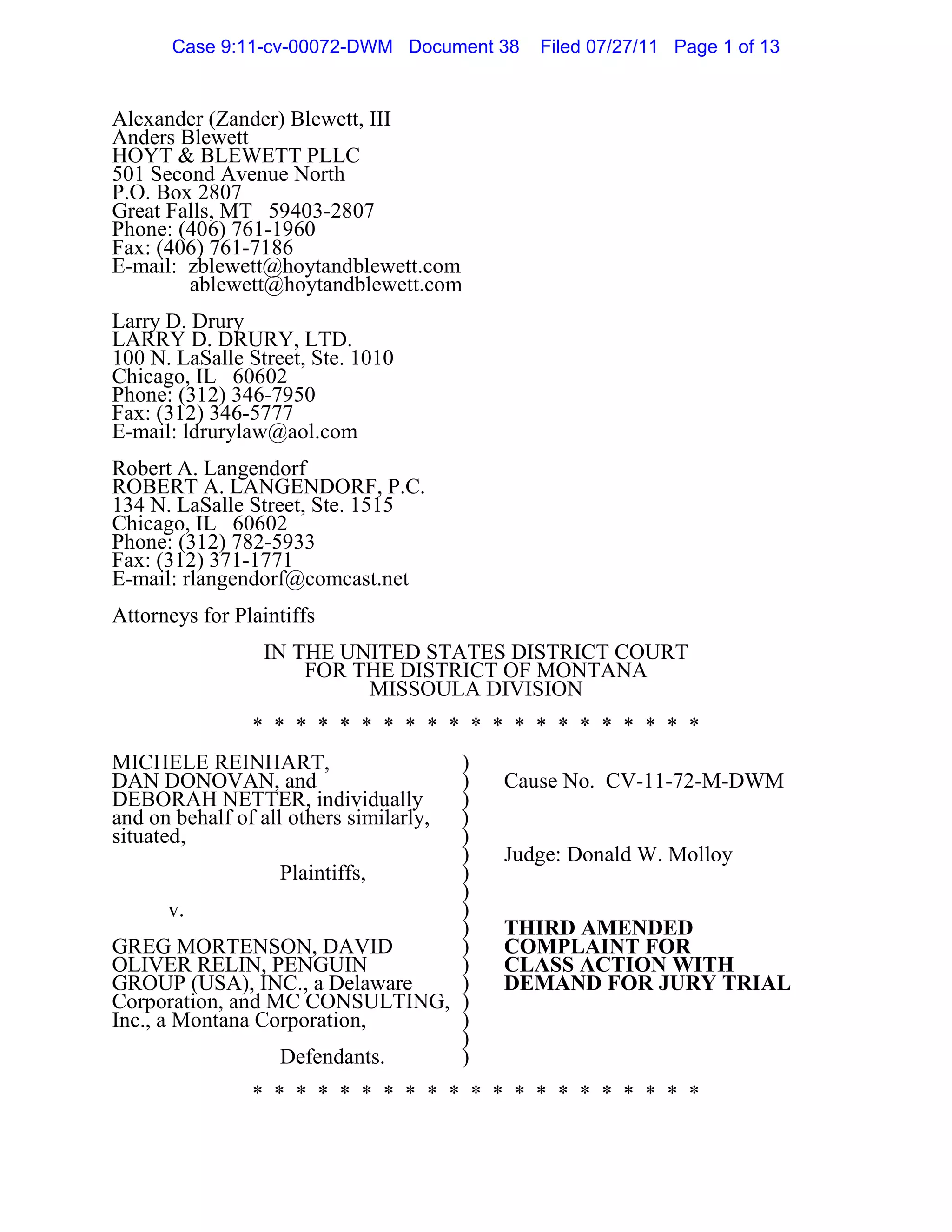 Plaintiff's third amended complaint doc 38 | PDF