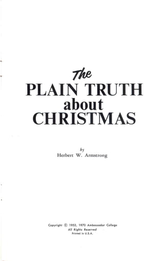 Plain truth about christmas (prelim 1970) | PDF