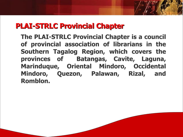 PLAI STRLC Provincial Chapters | PPT