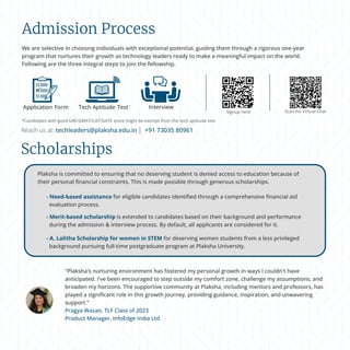 Plaksha's Tech Leaders Fellowship Program Brochure | PDF