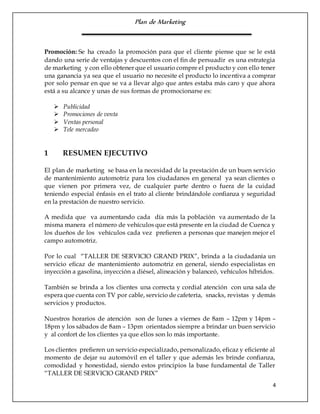 Plan de marquetin Ing. Automotriz | DOCX