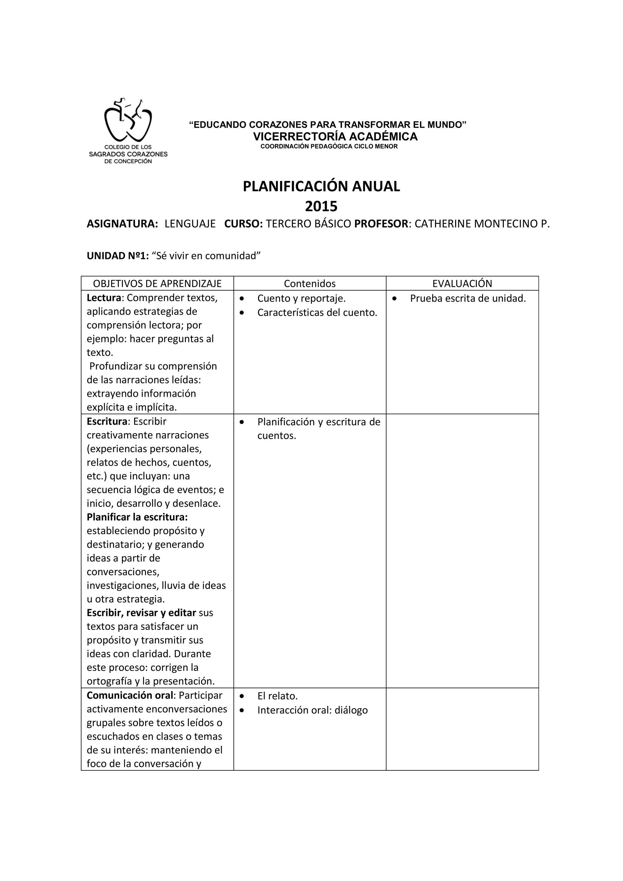 Plan anual-lenguaje-3°-básico | PDF