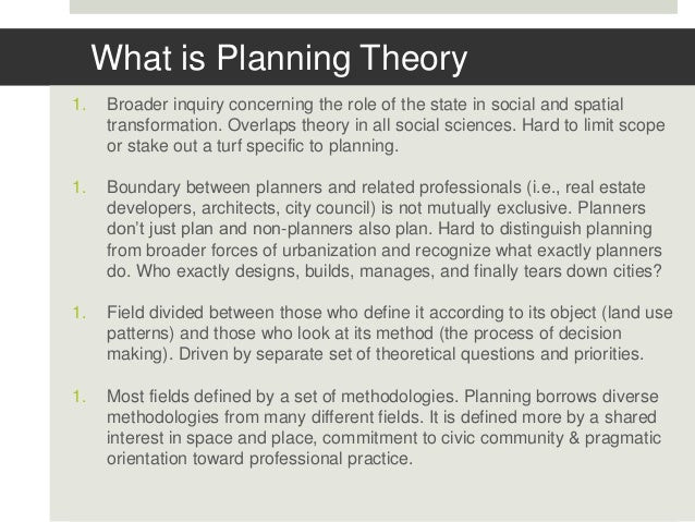 History & Theory of Planning: Introduction to Planning