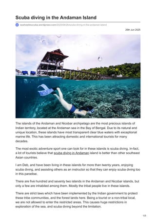 Plan A Perfect Scuba Diving in Andaman Trip to Explore Hidden Sea Gems | PDF
