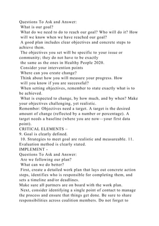 Plan and (hypothetically) evaluate a public health intervention util.docx