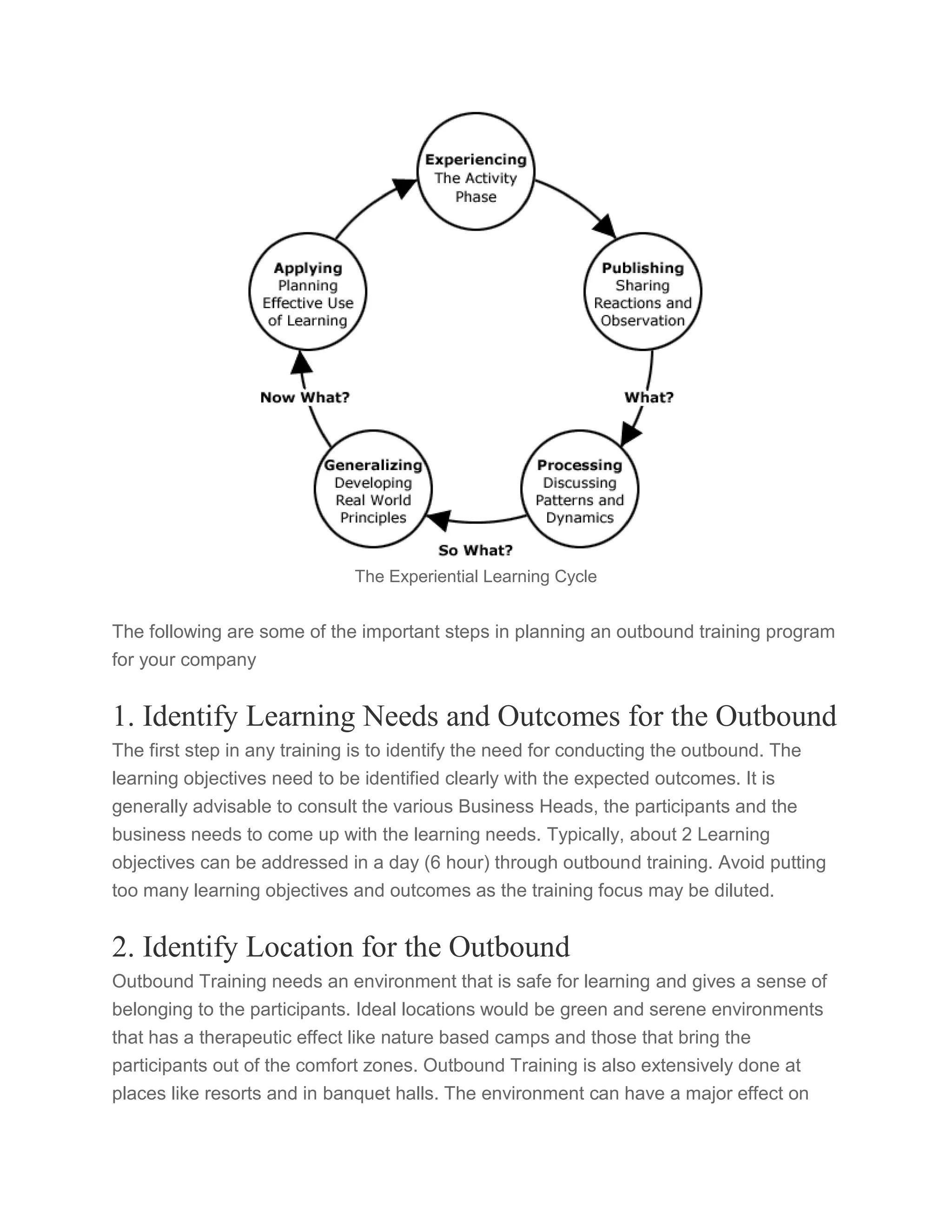 How to plan an outbound training session | PDF