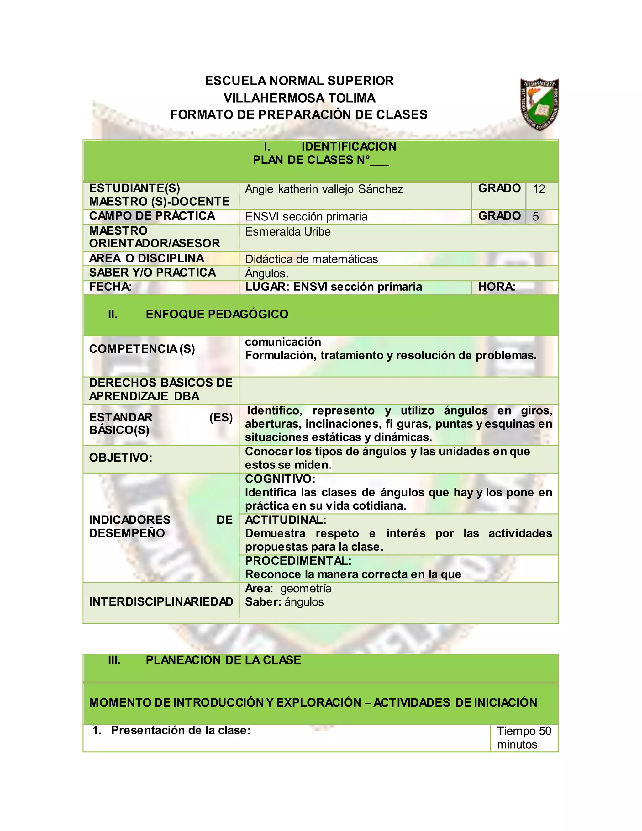 Plan angulos | DOCX