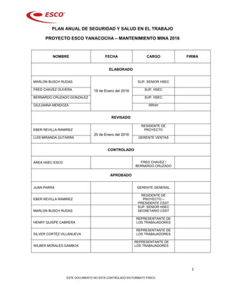 Plan Anual de Seguridad y Salud en el Trabajo 2016 - Proyecto Yanacocha ...