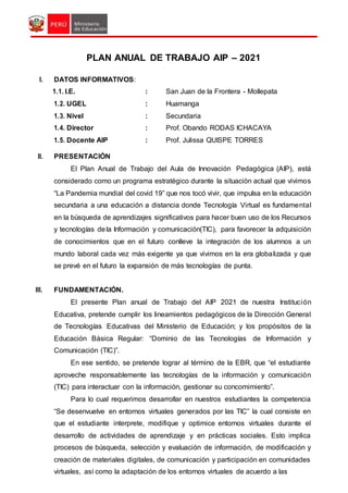 Plan anual de trabajo aip julisa | DOCX