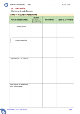 Plan anual de tutoria | PDF