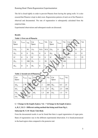 Planaria regeneration | PDF